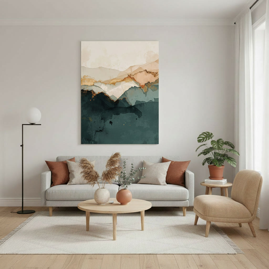 Distant Ground Abstract Landscape Canvas | Earth Tone Wall Art | Moder ...